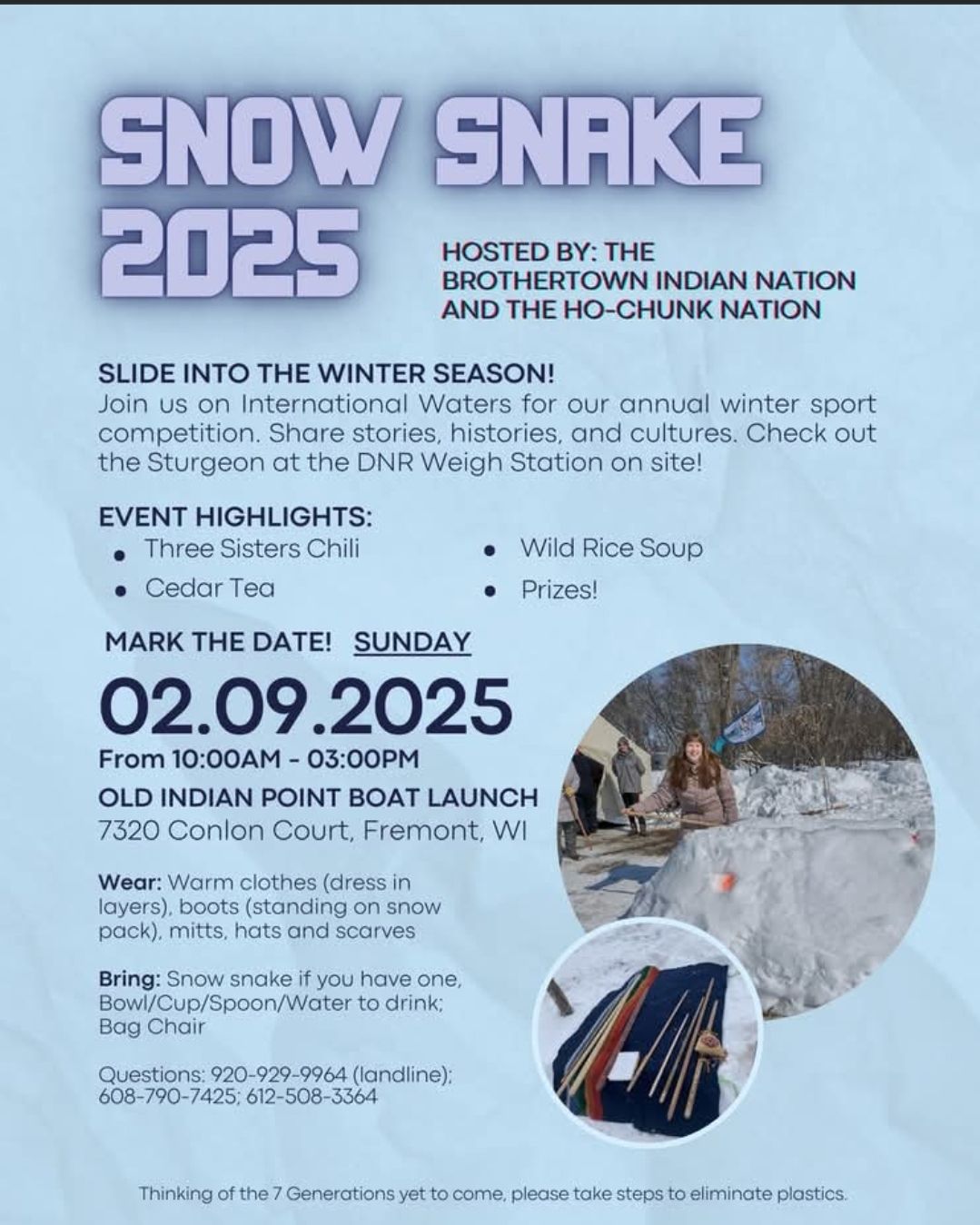 Snow Snake 2025: Inter-tribal Competition Sunday, February 9th
