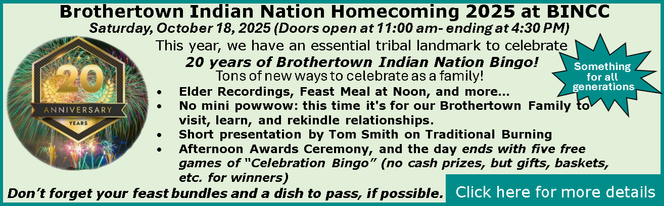 Download the Brothertown Indian Nation approved 2025 Event Calendar here…